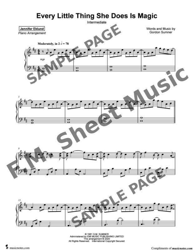 Every Little Thing She Does Is Magic (Intermediate Piano) By Sting, The Police - F.M. Sheet ...